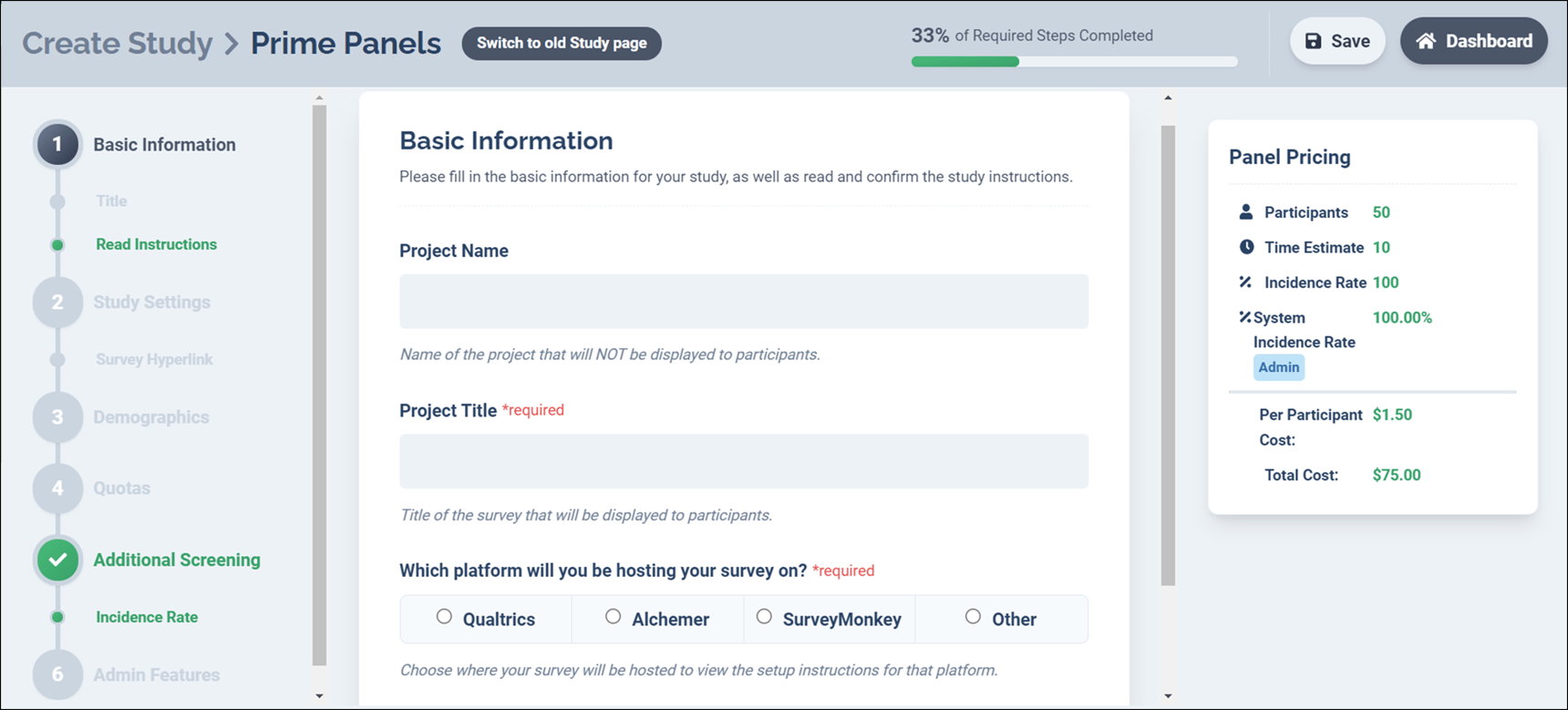 How to Set up a Prime Panels Study